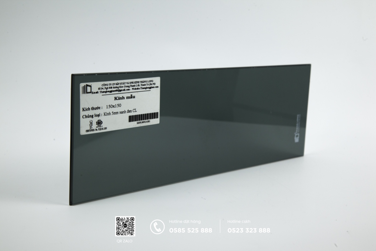 Mẫu kính xanh đen 5mm (5ly) Thăng Long Glass