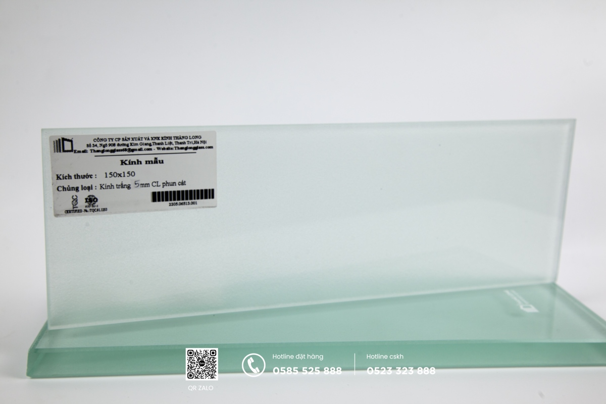 Mẫu kính phun cát 5mm (5ly) Thăng Long Glass
