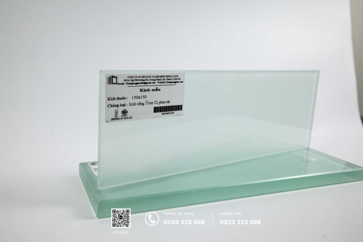Mẫu kính phun cát 5mm (5ly) Thăng Long Glass