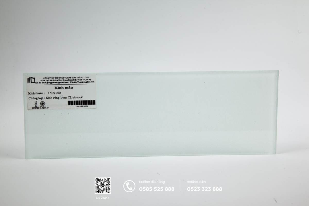 Mẫu kính phun cát 5mm (5ly) Thăng Long Glass