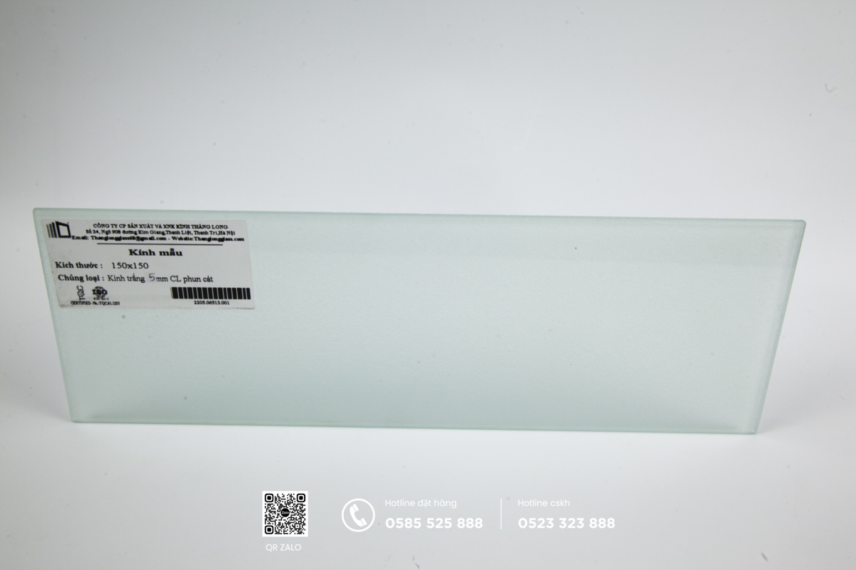 Mẫu kính phun cát 5mm (5ly) Thăng Long Glass