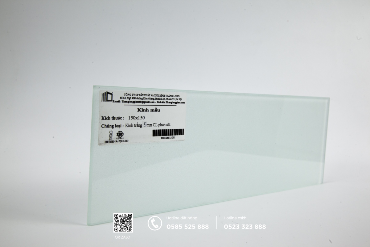Mẫu kính phun cát 5mm (5ly) Thăng Long Glass